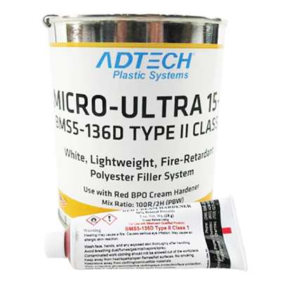 Adtech Micro Ultra Filler 15-3 Polyester Filler 1USQ Kit (Includes BPO Hardener Red 1oz) *DSC206 ...